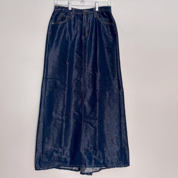 Bedo | Skirts | Bedo Blue Shinny Denim A Line Maxi Skirt Size S | Poshmark